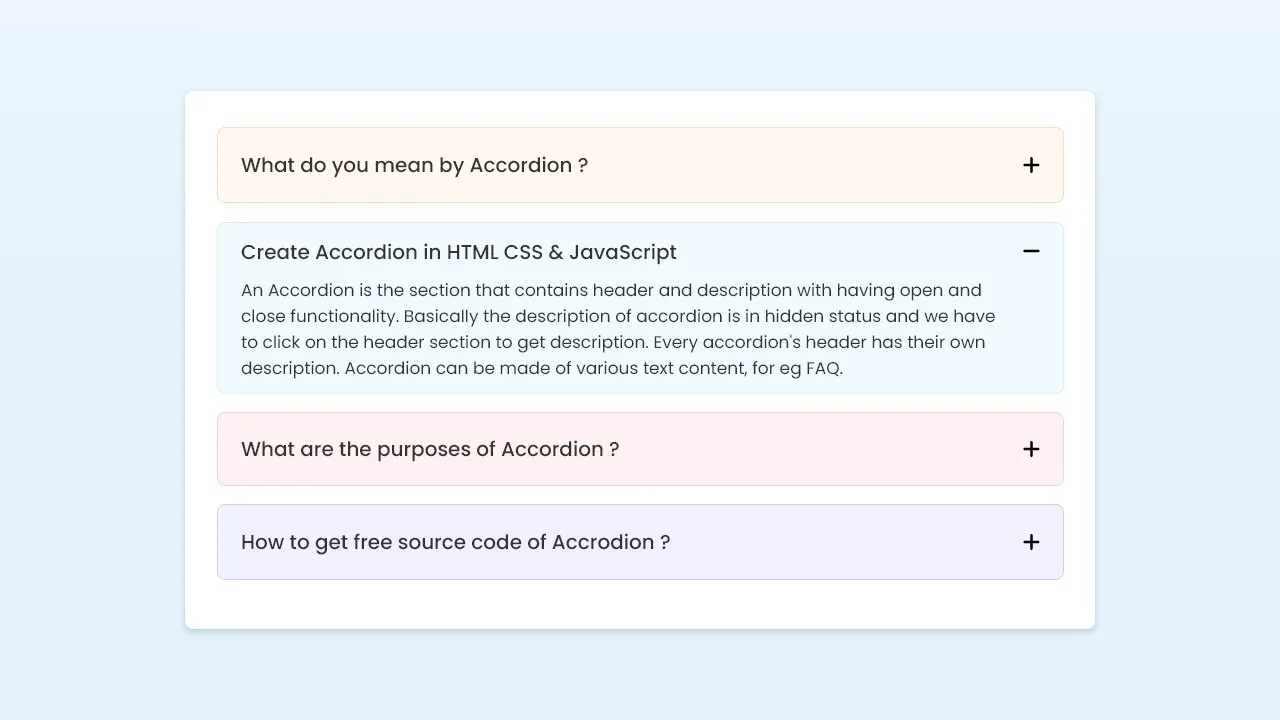 Build A Responsive Accordion In Html Css And Javascript