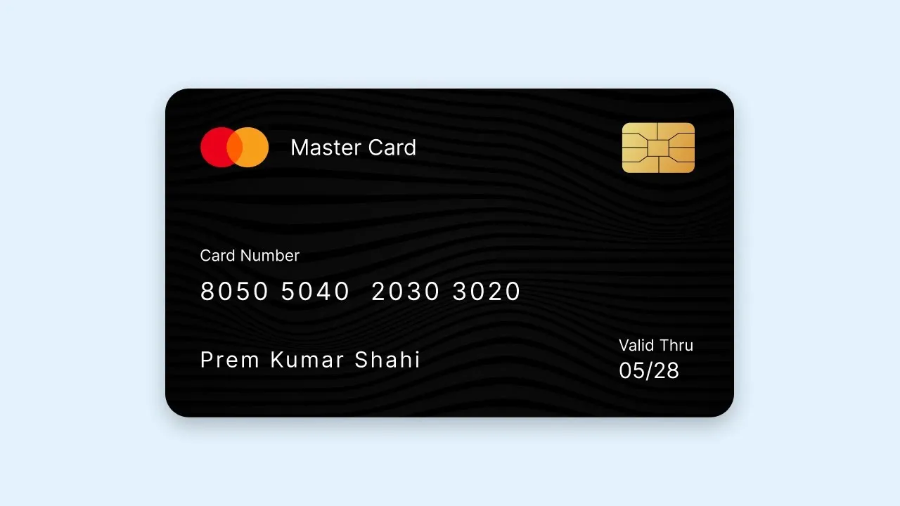 Credit Card Ui Design Using Html And Css With Source Code