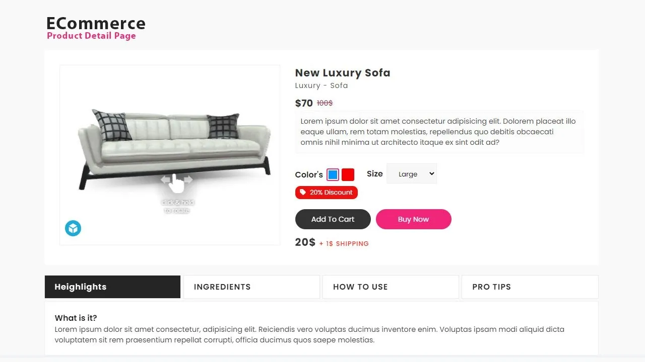 Build An Ecommerce Product Details Page With Html Css And Javascript