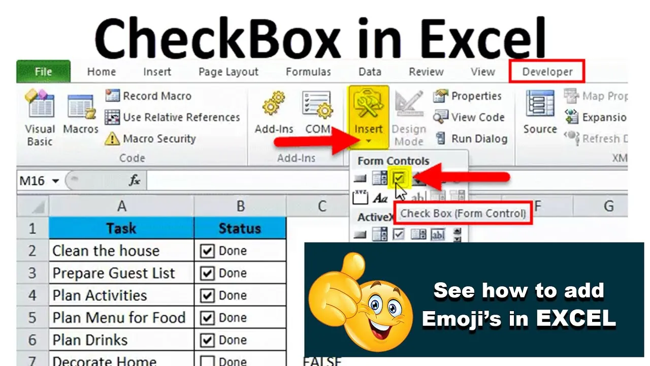 Make Your Excel Checkbox More Fun And Interactive With Emoji