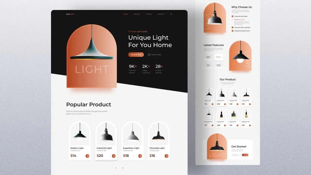 Responsive Lamp Website Design With Html Css And Javascript
