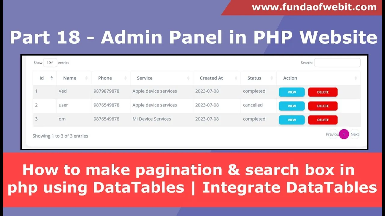 How To Create Pagination And Search System In Php Using Datatables