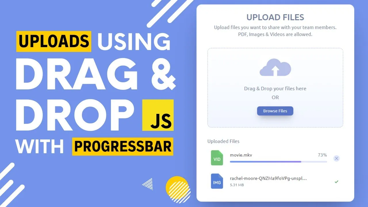 Upload Multiple Files Using Drag And Drop Html Css And Javascript