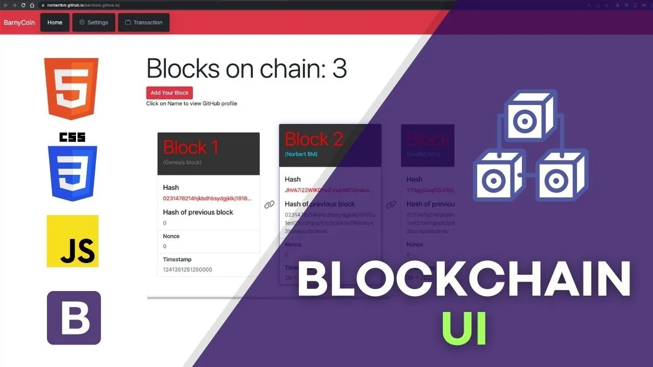 Blockchain Uxui With Html Css Javascript And Bootstrap