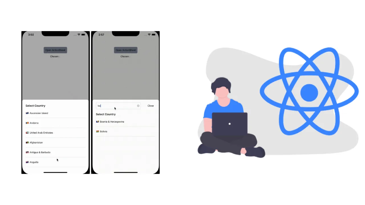React Native Actions Sheet Picker